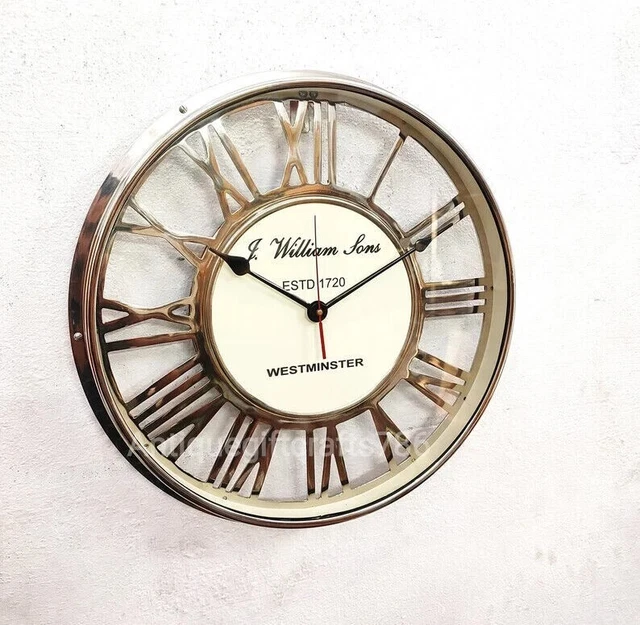 NAUTIACAL GRAND MÉTAL Fonte Mural Clock Aluminium Chiffres Authentique ...