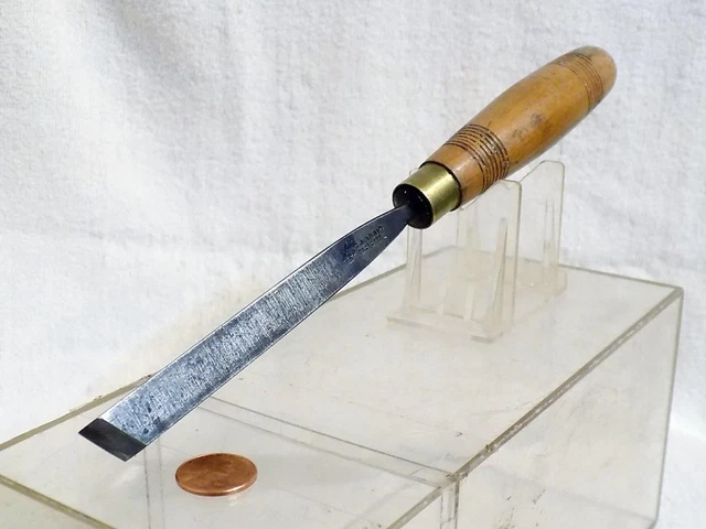 ANTIQUE S.J. ADDIS Wood Carving Gouge Skew Chisel 1/2" Cut 9.25" Long £ ...