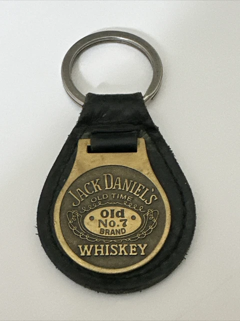 JACK DANIELS OLD No. 7 Whiskey Brass Leather Key Ring Harley Davidson ...