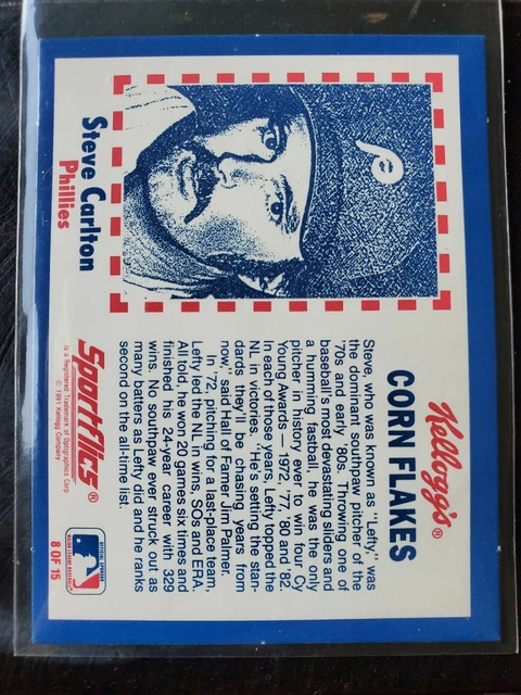 1991 KELLOGG'S CORN Flakes Baseball Greats #8 Steve CARLTON EUR 2,80 ...