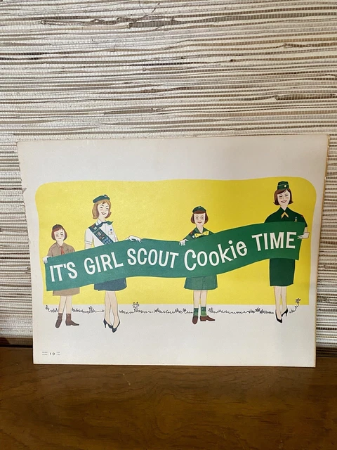 1965 GIRL SCOUT Cookie Poster "It's Girl Scout Cookie Time" by Burry £ ...