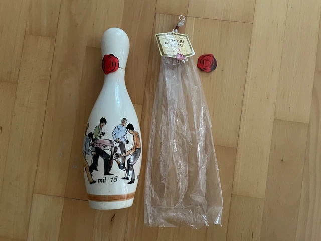 JACOBI 1880 WEINBRAND Kegel Pin Flasche leer 70er Porzellan Flasche 0,7 ...