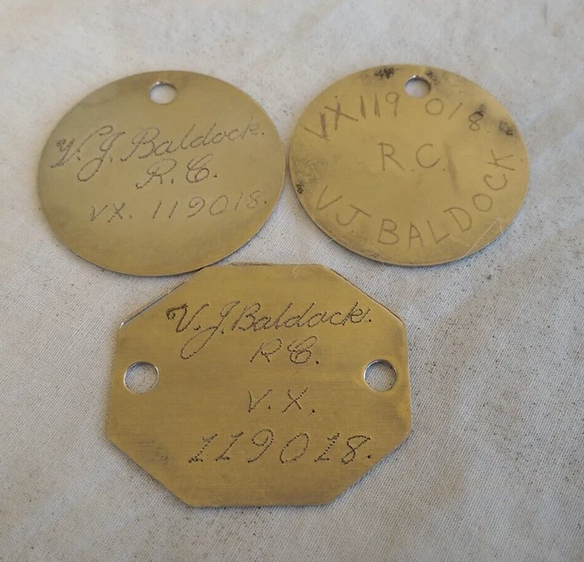 WW2 AUSTRALIAN METAL dog tags x 3. Sgt. 1942-1949. AIF. EUR 27,09 ...