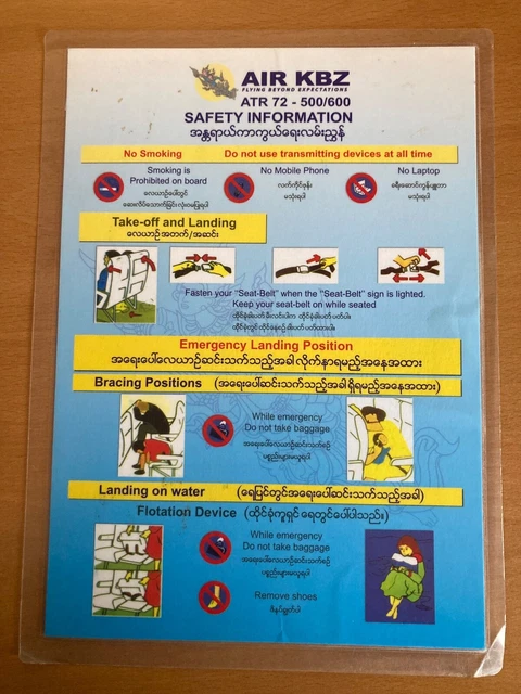 AIR KBZ ATR 72 - 500/600 Safety Card EUR 9,00 - PicClick FR