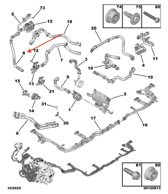PEUGEOT 2008 COOLANT Inlet Pipe 9829834380 New Genuine £41.25 - PicClick UK