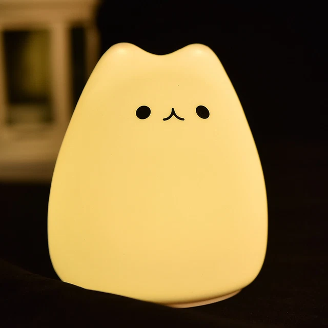 7 COLOR CHANGING Soft Silicone Pat LED Night Light Cute Cat Lamps ...