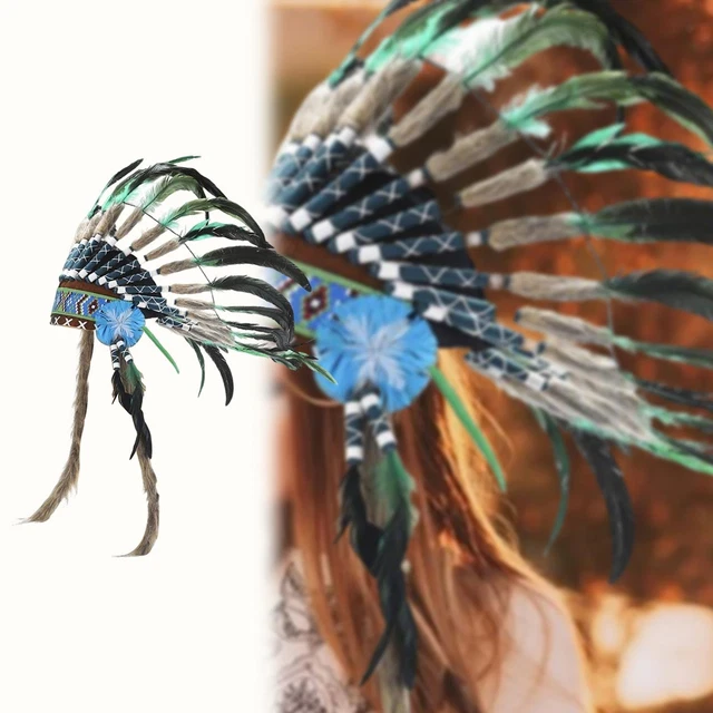 INDIAN HEADDRESS HEAD Accessories Fancy Dress Indian Hat for Party ...