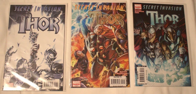 SECRET INVASION THOR Marvel Comics 1-3 full set Fraction 2008 £15.00 ...