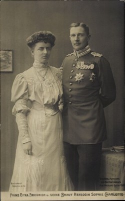 CARTOLINA EITEL FEDERICO principe di Prussia, Sophie Charlotte di ...