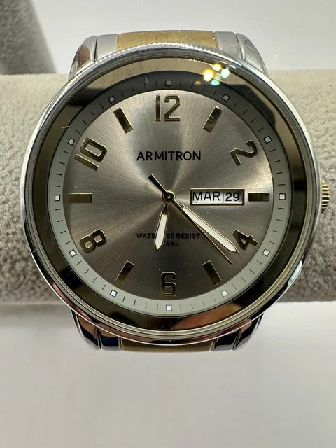 ARMITRON 20/5403TT MENS Date Watch 2 Tone Gold/Silver 41MM 7.5" Working ...