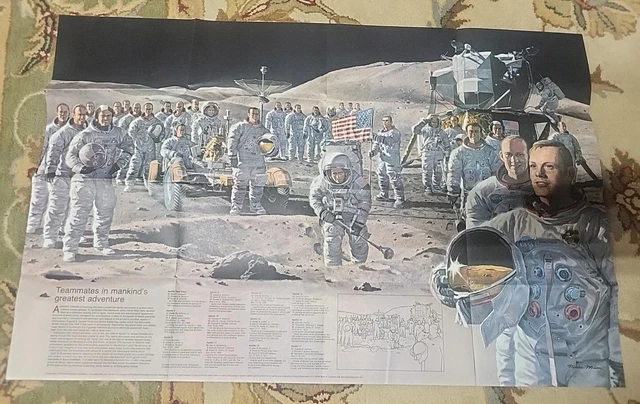 NATIONAL GEOGRAPHIC SEPTEMBER 1973 Map Poster Apollo Moon Landing ...