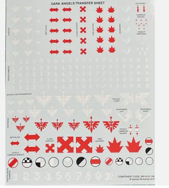 DARK ANGELS TRANSFER Sheet 2024 Combat Patrol Warhammer 40k New Unused ...