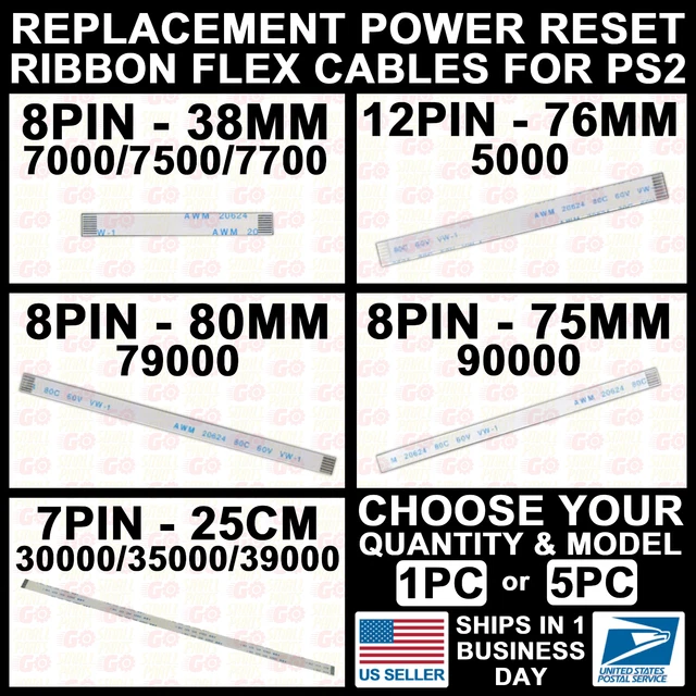 POWER RESET BUTTON Ribbon Flex Cable Pin For PS2 Playstation 2 30000 ...