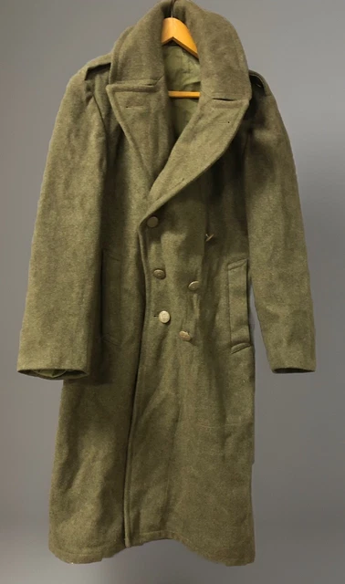 VINTAGE WWII US Military Army Air Corps Force Green Wool Overcoat WW2 ...