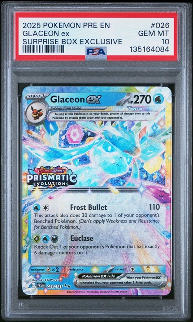2025 POKEMON PRE En-Prismatic Evolutions #026 Glaceon Ex Psa 10 £61.48 ...