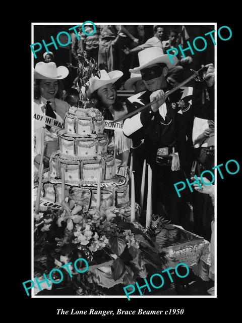 OLD HISTORIC PHOTO OF BRACE BEEMER AS THE LONE RANGER CUTTING CAKE ...
