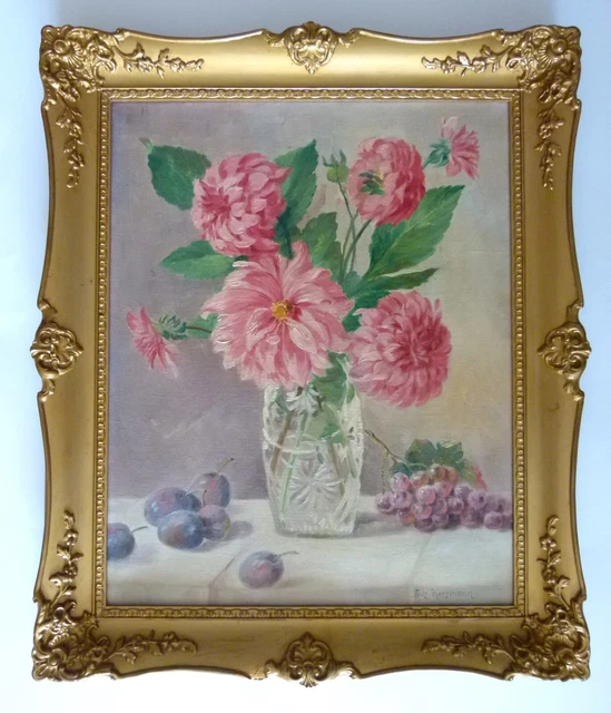 ÖLGEMÄLDE FRITZ KERZMANN Stillleben Stilleben Gemälde Bild Rahmen Maler Kunst EUR 180,00 ...