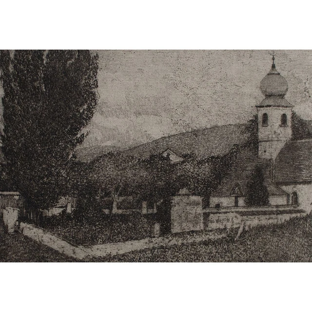 MAX VON SCHERER Dorffriedhof mit Kirche Radierung auf Bütten 1920 signiert EUR 56,00 - PicClick DE