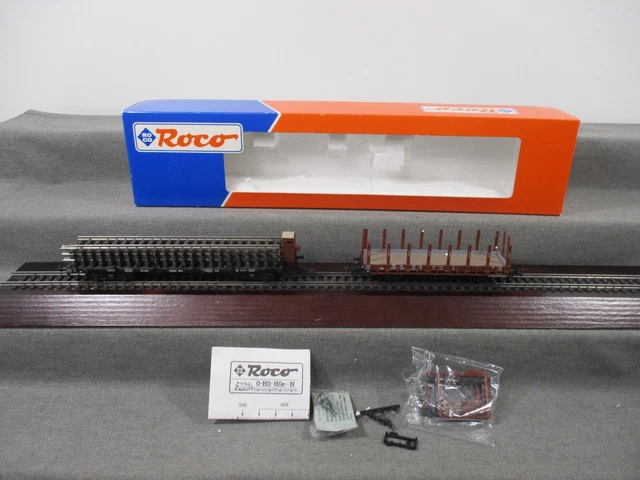 ROCO H0 44083 Güterwagen-Set 2-teilig Rungenwagen mit Gleisladung in ...