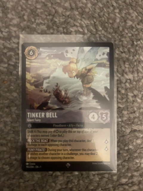 DISNEY LORCANA TINKER Bell Giant Fairy Non Foil Super Rare 193/204 £11. ...