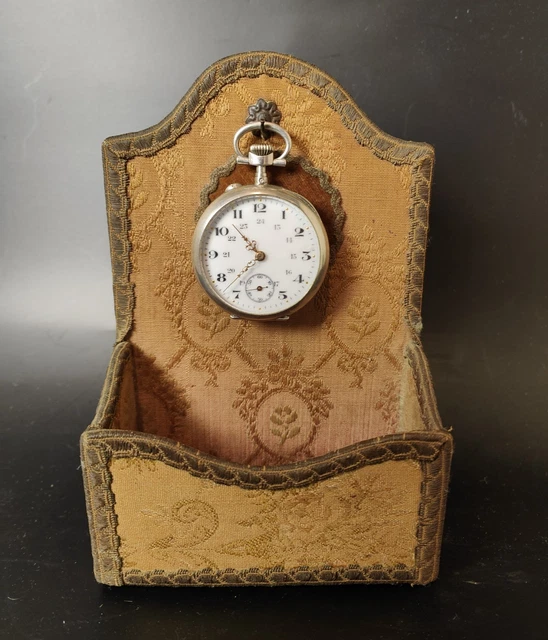 ANCIEN PORTE MONTRE gousset En Tissu Antique French pocket watch holder ...