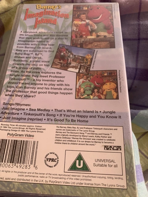 LOT 3,VINTAGE BARNEY'S Imagination Island/Rock&1234 Counting VHS 1995/ ...