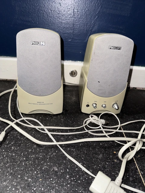 VINTAGE PHILIPS MULTIMEDIA Speaker System MMS110 - A Pair Of Computer ...