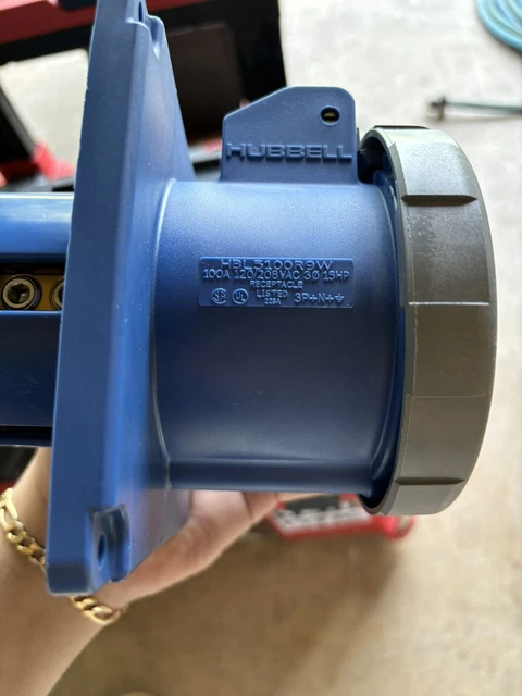 1 HUBBELL 100A 3 Phase Watertight IEC Pin and Sleeve Receptacle Blue ...