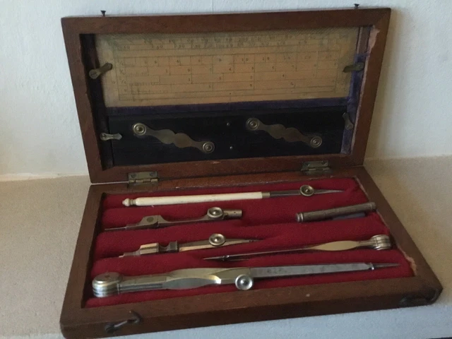 VINTAGE DRAWING INSTRUMENTS In Rosewood Box £21.00 - PicClick UK