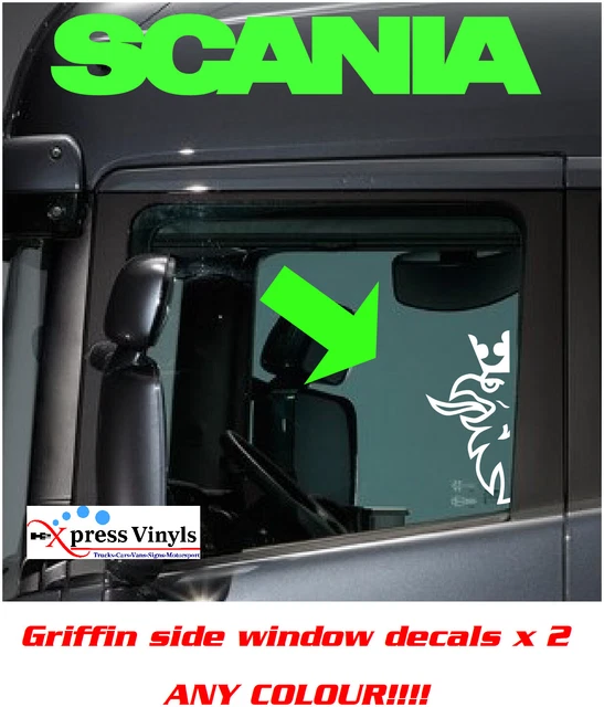 SCANIA WINDOW DECALS x 2. Scania griffin truck cab window stickers ANY ...