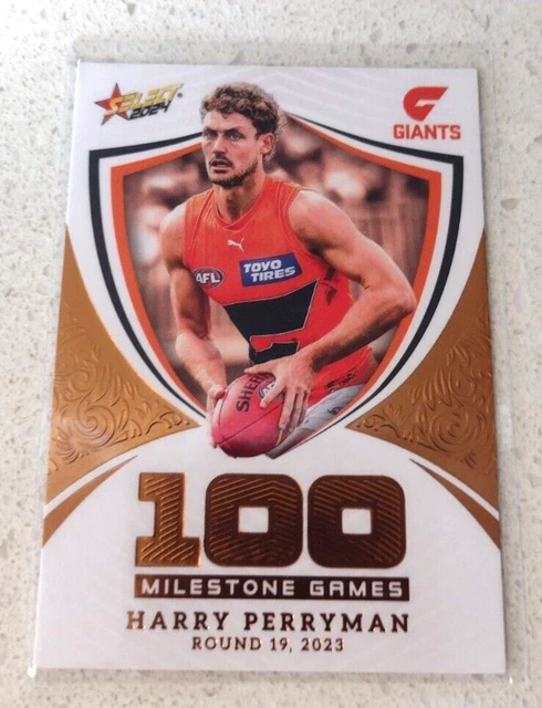 2024 FOOTY STARS Harry Perryman Milestone games 100 MG47 GWS Giants EUR ...