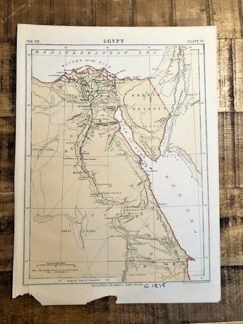 ANTIQUE COLORED MAP -EGYPT - C 1875/Encyclopedia Britannica £24.60 ...