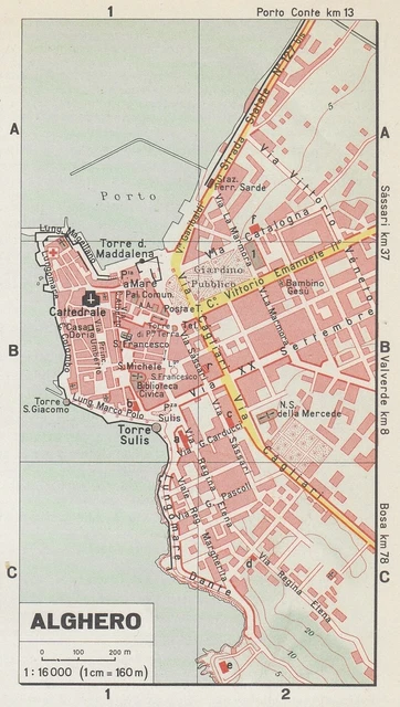 C3804 ALGHERO, PIANTA della città, Mappa epoca, Vintage map EUR 6,90 ...