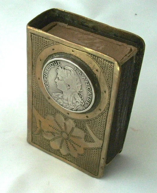 WW1 ANTIQUE BRITISH ARMY BRASS TRENCH ART MATCHBOX COVER~GERMAN HELMET ...