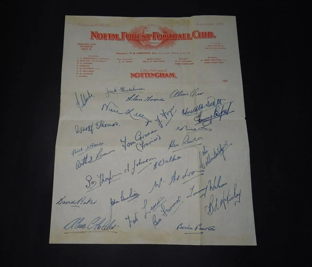 NOTTINGHAM FOREST SIGNED Official Letterhead Autographs 27 Players ...