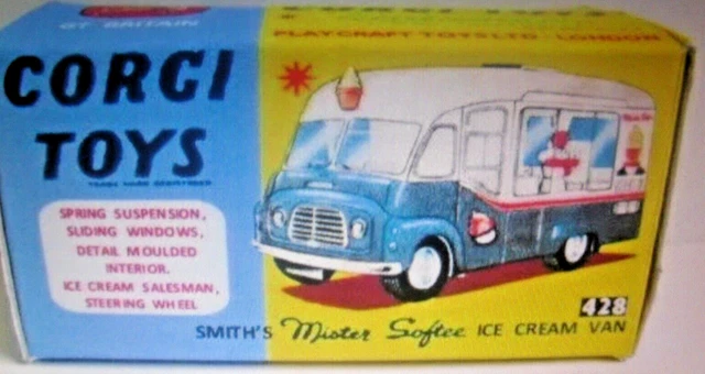 CORGI REPRO COPY Reproduction Box - Smiths Mr Softee Ice Cream Van 428 ...