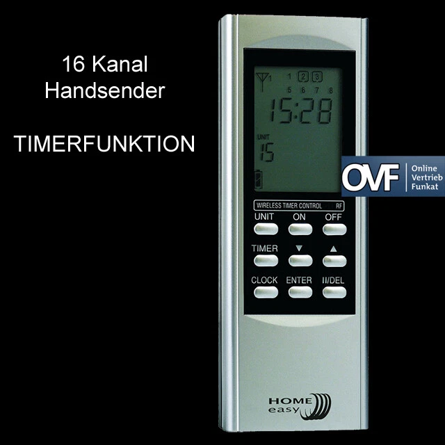ELRO HE850 FUNK Fernbedienung 16 Kanal Timer Handsender SILBER ...