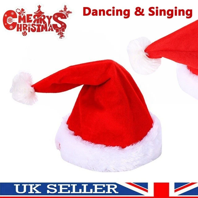 MERRY CHRISTMAS SINGING Dancing Moving Santa Hat Funny Hat Xmas Gift ...