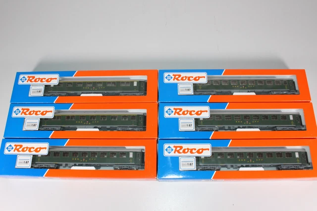 ROCO H0 (AC) 44878, 44880 (6x) RIC-Stahl-Personenwagen SBB, OVP+TOP ...