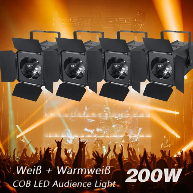 200W DMX LED COB Bühnenlicht Par Audience Light Theater Barn Door Weiß ...