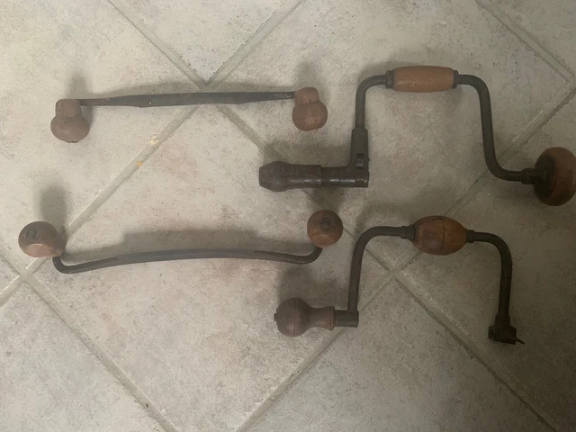 LOT DE 4 : Outil Ancien de Menuisier 2 Plane GOLDENBERG - 2 Vilebrequin ...