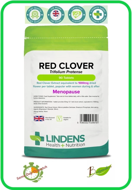 RED CLOVER 1000MG 90 Tablet Natural Menopause Support Food Supplement ...