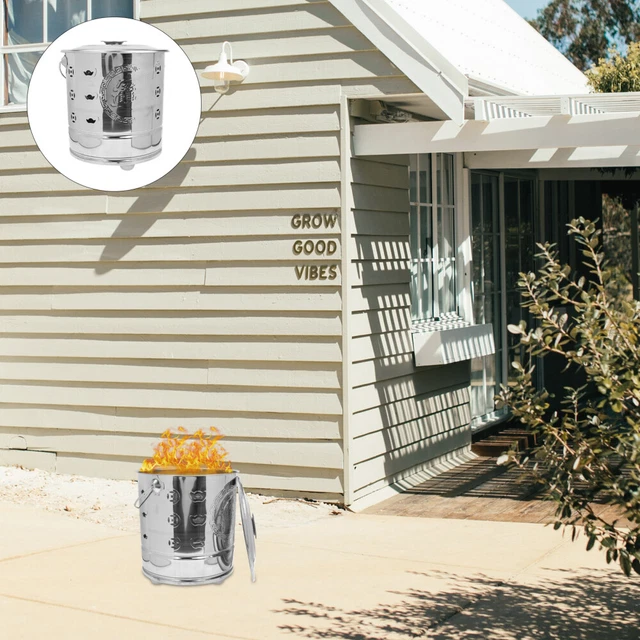 METAL BURN BARREL Incinerator Can Tempering Burnt Paper Stainless £40. ...