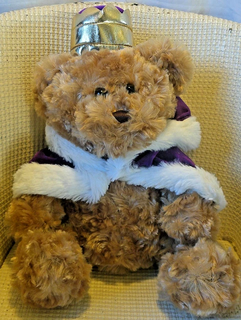 KING CHARLES III Royal Teddy Bear Plush Soft Toy with Crown Purple Robe ...