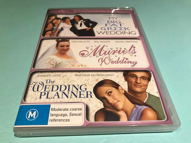 3 MOVIE DVD Set Big Fat Greek Wedding Muriel's Wedding Wedding Planner ...