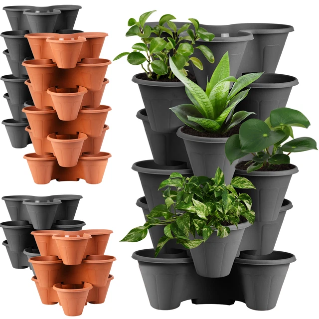 STRAWBERRY PLANTER TRIO Stackable Garden Plastic Pot Stacking Pots ...
