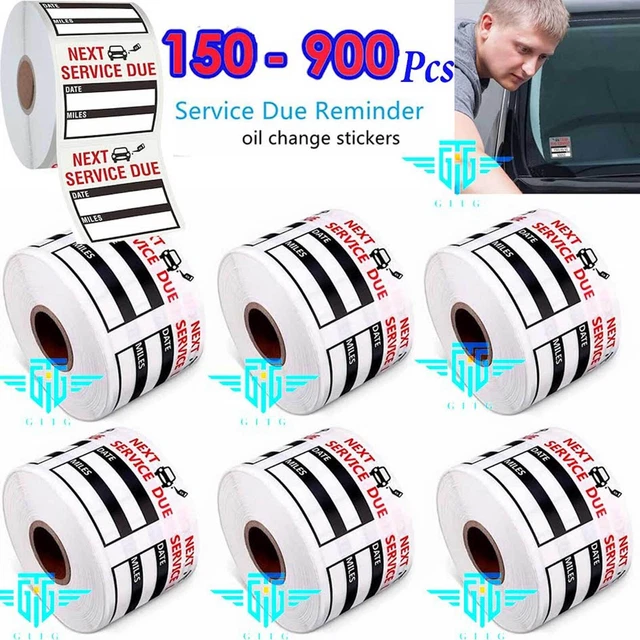 OIL CHANGE SERVICE Reminder Stickers Window Lite Stock 150 Labels Roll ...