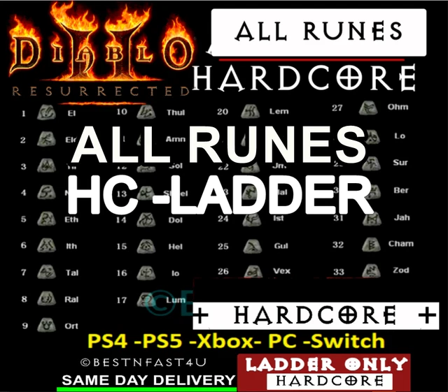 S5 SC LADDER 💥HR ALL RUNES every RUNEN rune PC-XBOX-PS4-PS5-SWITCH Diablo 2 D2R £0.95 - PicClick UK