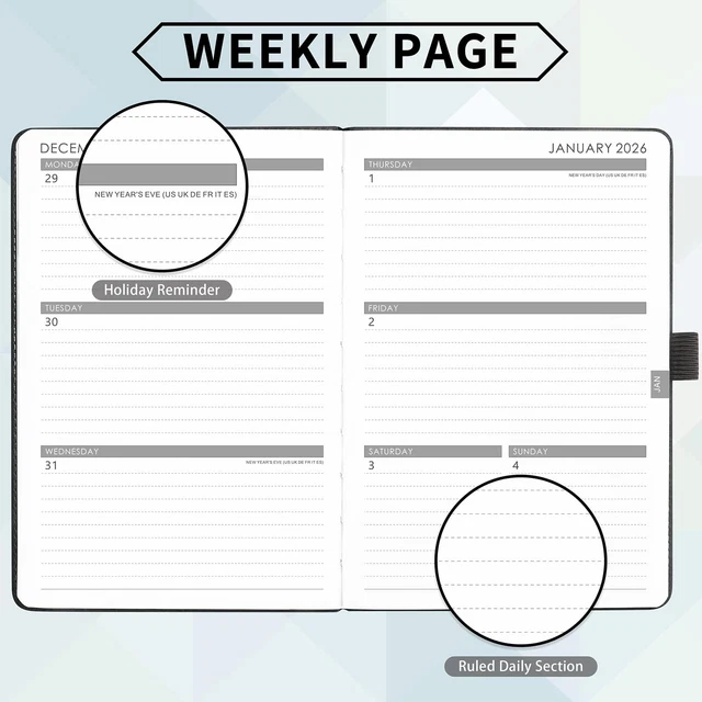 2026 PLANNER - 2026, 2026 Weekly Monthly 5.7 x 8.4 inches, Grey £15.52 ...