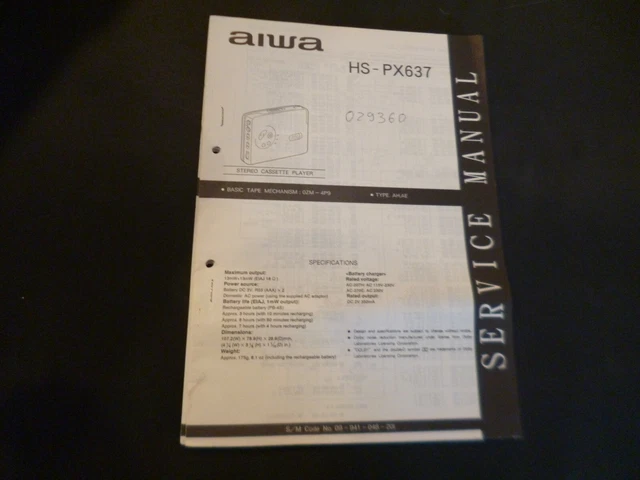 GENUINE SERVICE MANUAL Circuit Diagram AIWA HS-PX637 £8.53 - PicClick UK